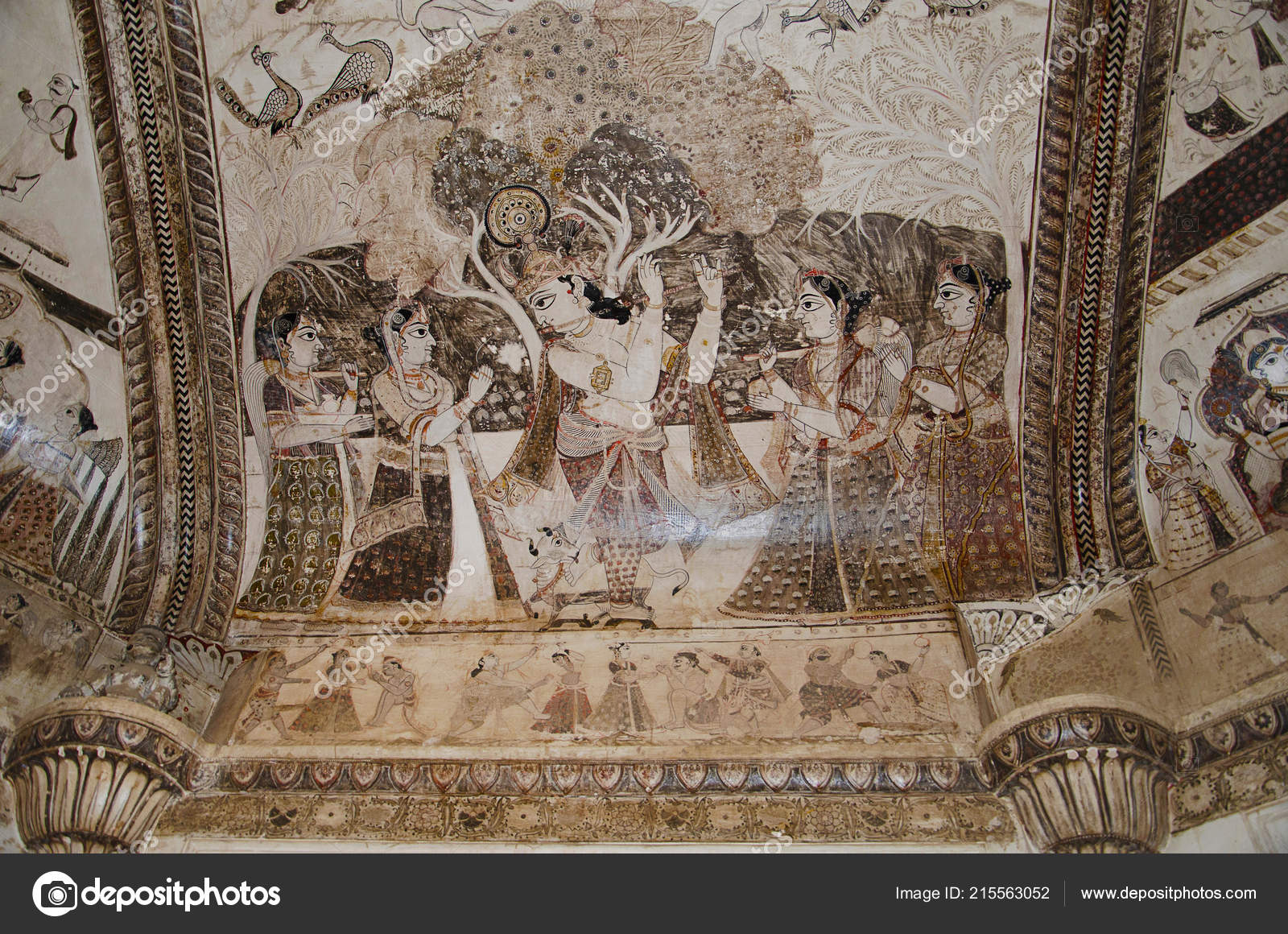Mythological Paintings Ceiling Lakshmi Narayan Temple Orchha Madhya ...
