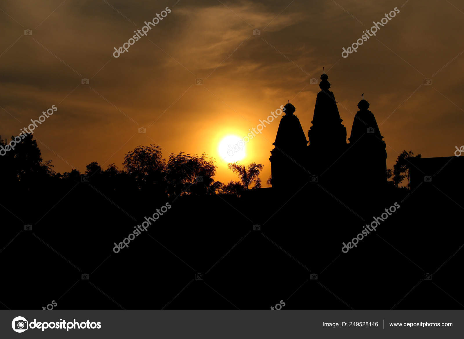 Temple dome silhouette with sunset, Tulapur, Maharashtra. Stock Photo ...