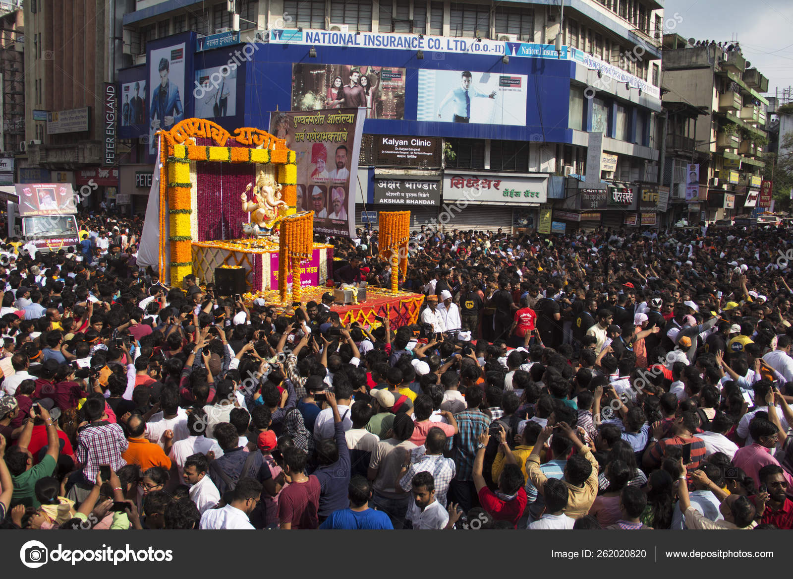 PUNE, MAHARASHTRA, September 2018, People and devotee at Laxmi road ...