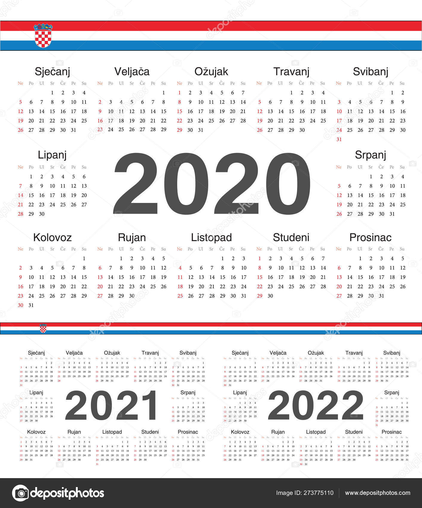 Vector Croatian circle calendars 2020, 2021, 2022. Stock Vector Image ...