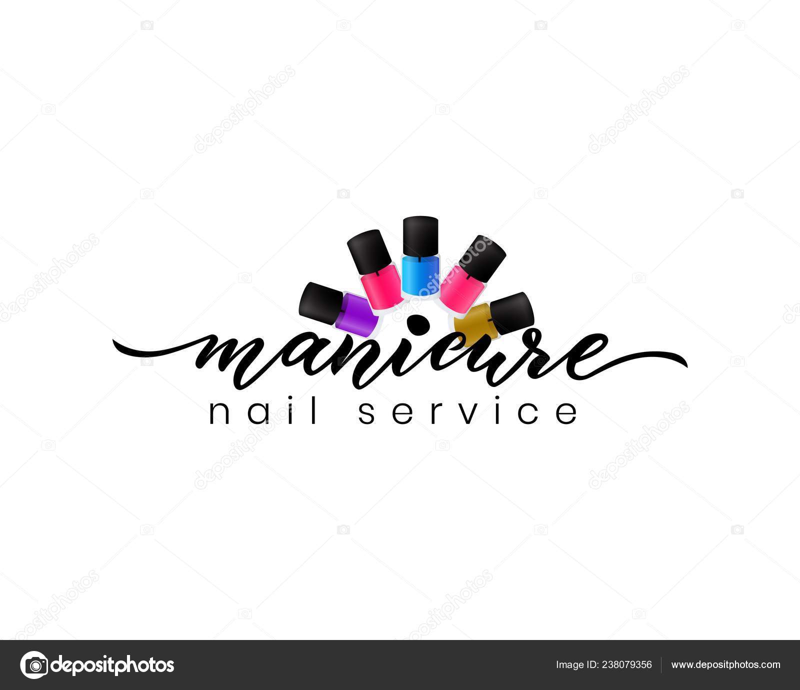 Hand lettering Manicure. Nail service. nail polish. Vector Stock Vector ...