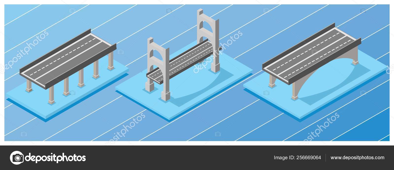 Isometric illustration of bridge building, vector illustration — Stock ...