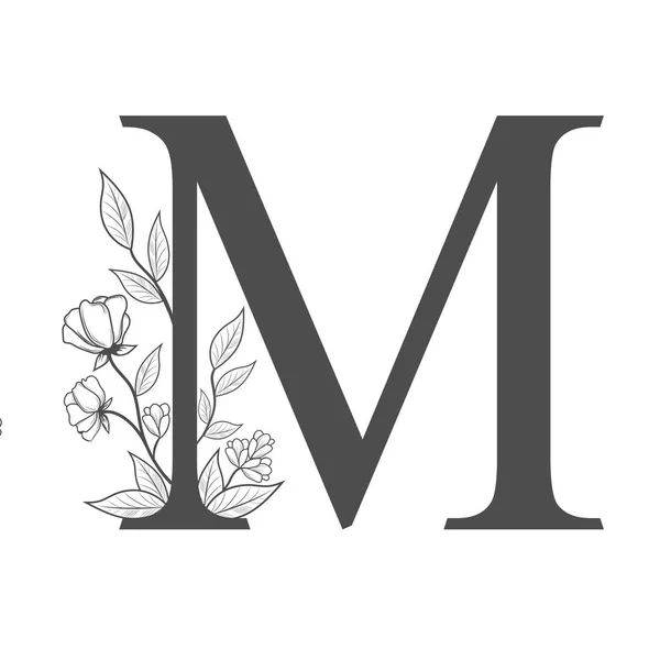 Elegant alphabet with florals elements. Initials letters with botanical ...