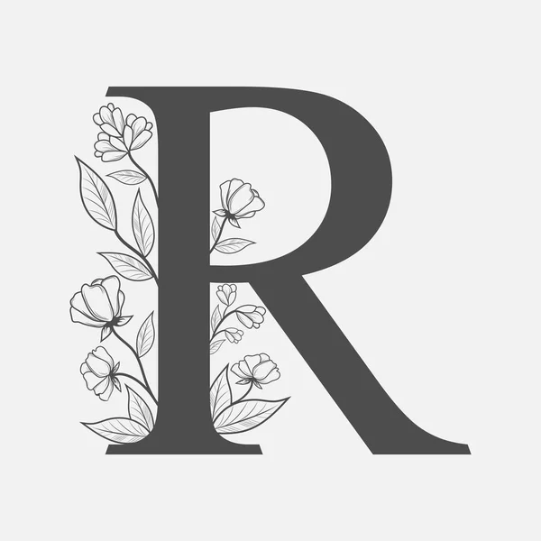 Elegant alphabet with florals elements. Initials letters with botanical ...