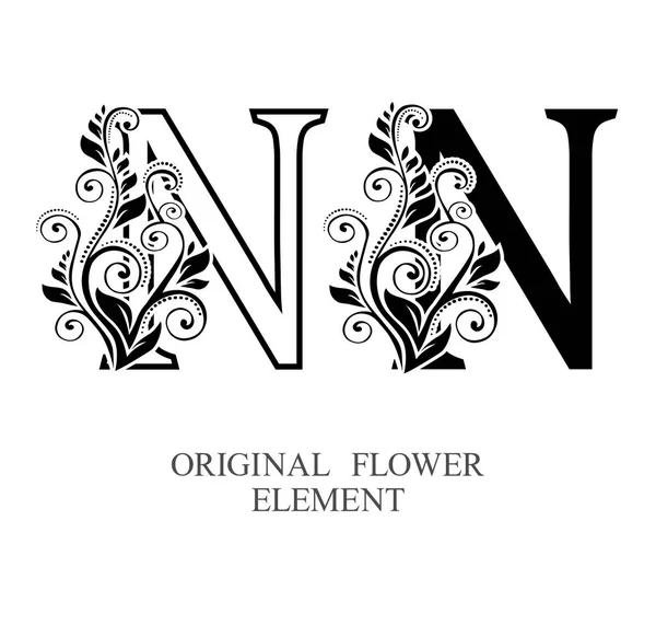 Alphabet with florals bouquet. Initials letters with botanical elements ...