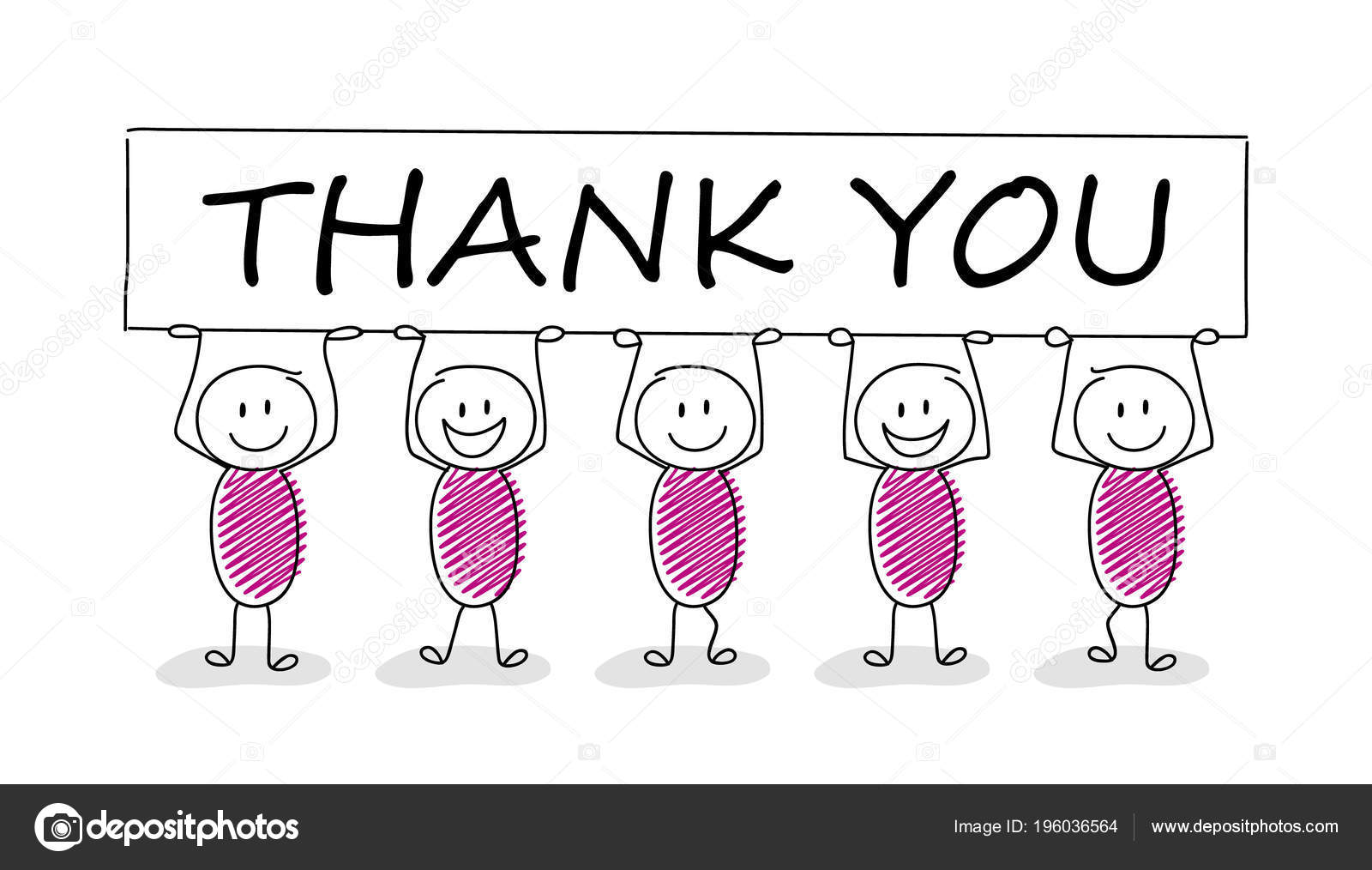 Element Presentation Stickmen Holding Banner Text Thank You Vector ...