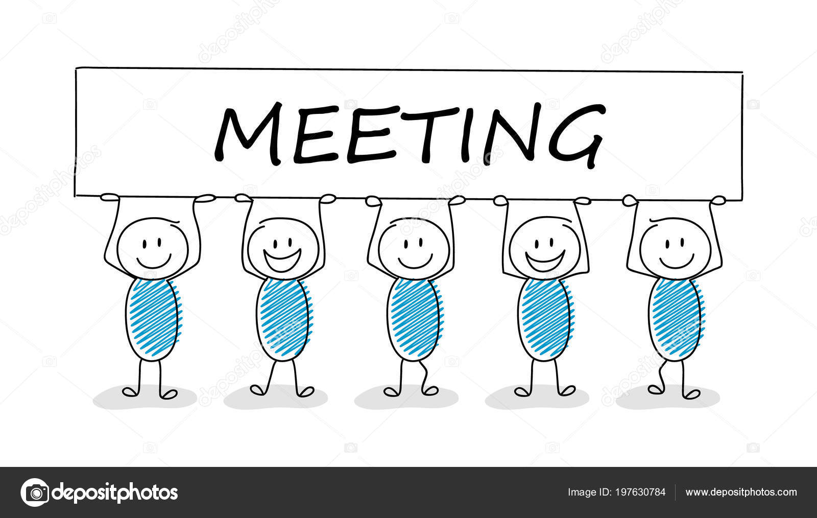 Funny Stickman Holding Banner Slogan Meeting Vector ⬇ Vector Image by ...