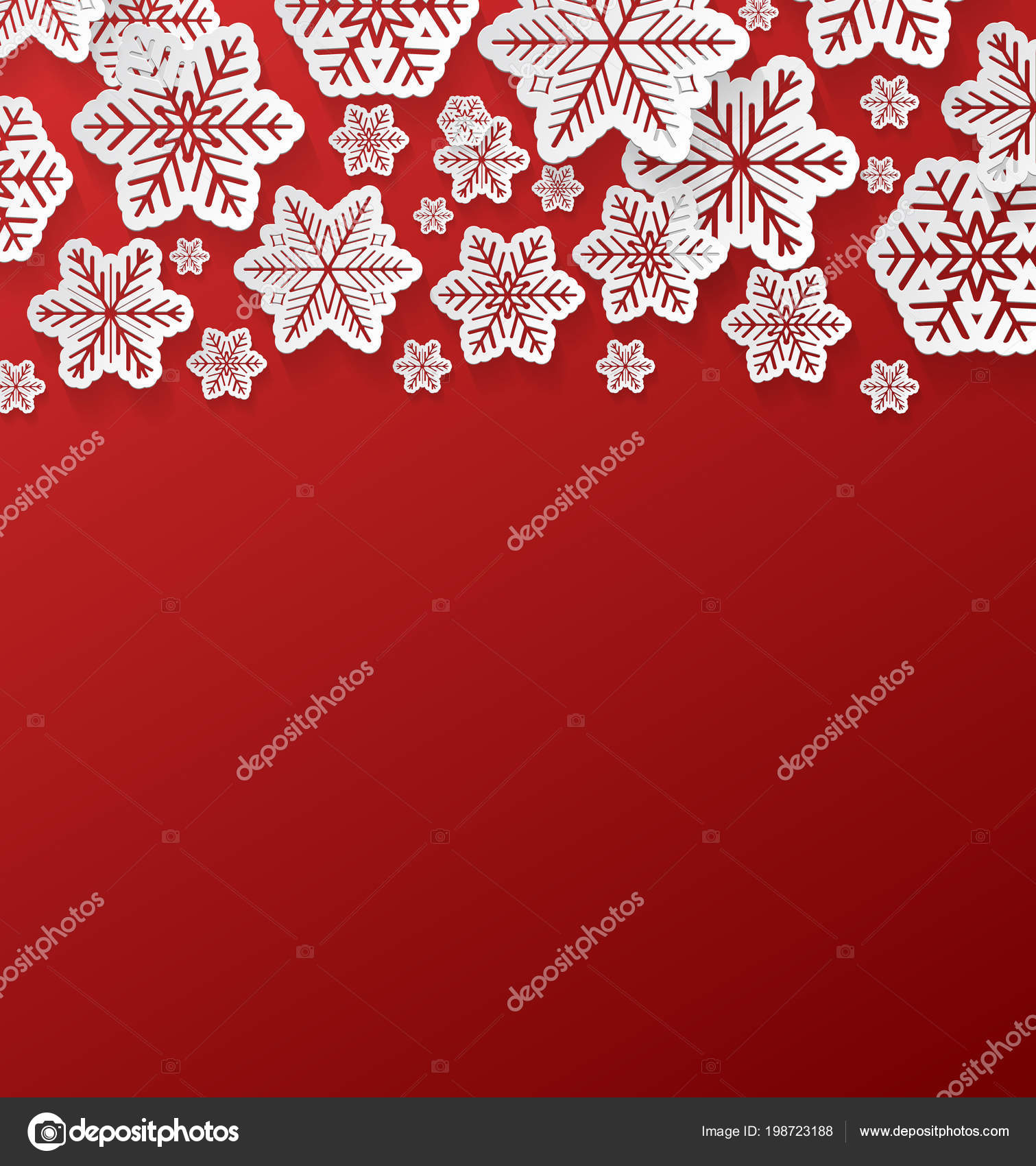 Realistic Paper Snowflakes Red Background Concept Christmas Design ...