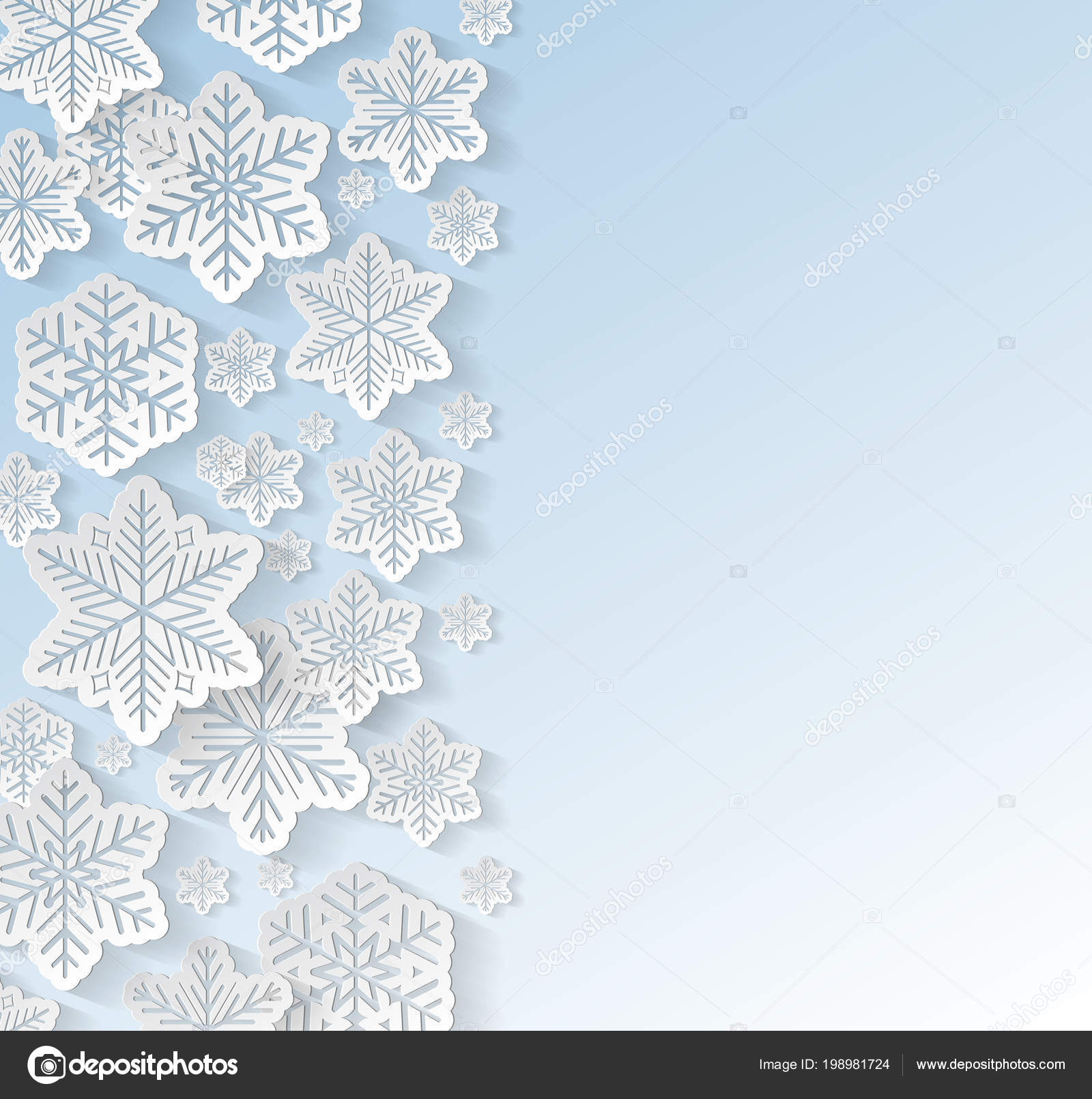 White Paper Snowflakes Blue Background Vector Stock Vector Image by ...