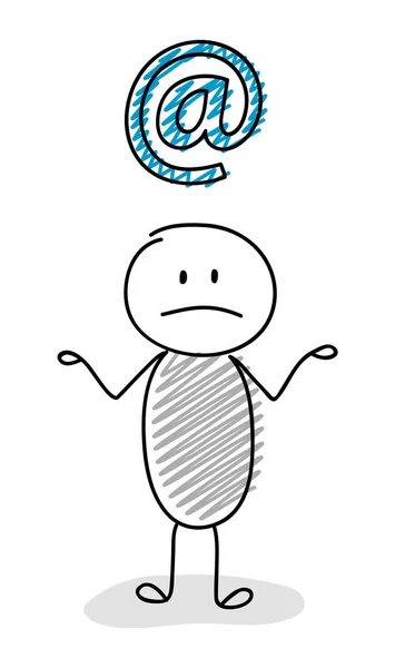 Stickman Confused Facial Expression Holiding Email Adress Icon Vector ...