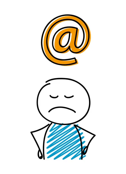 Stickman Confused Facial Expression Holiding Email Adress Icon Vector ...