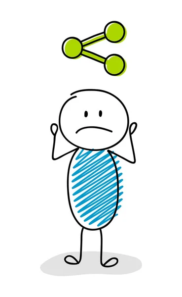 Cartoon Stickman Holding Share Social Media Icon Vector Stock Vector ...