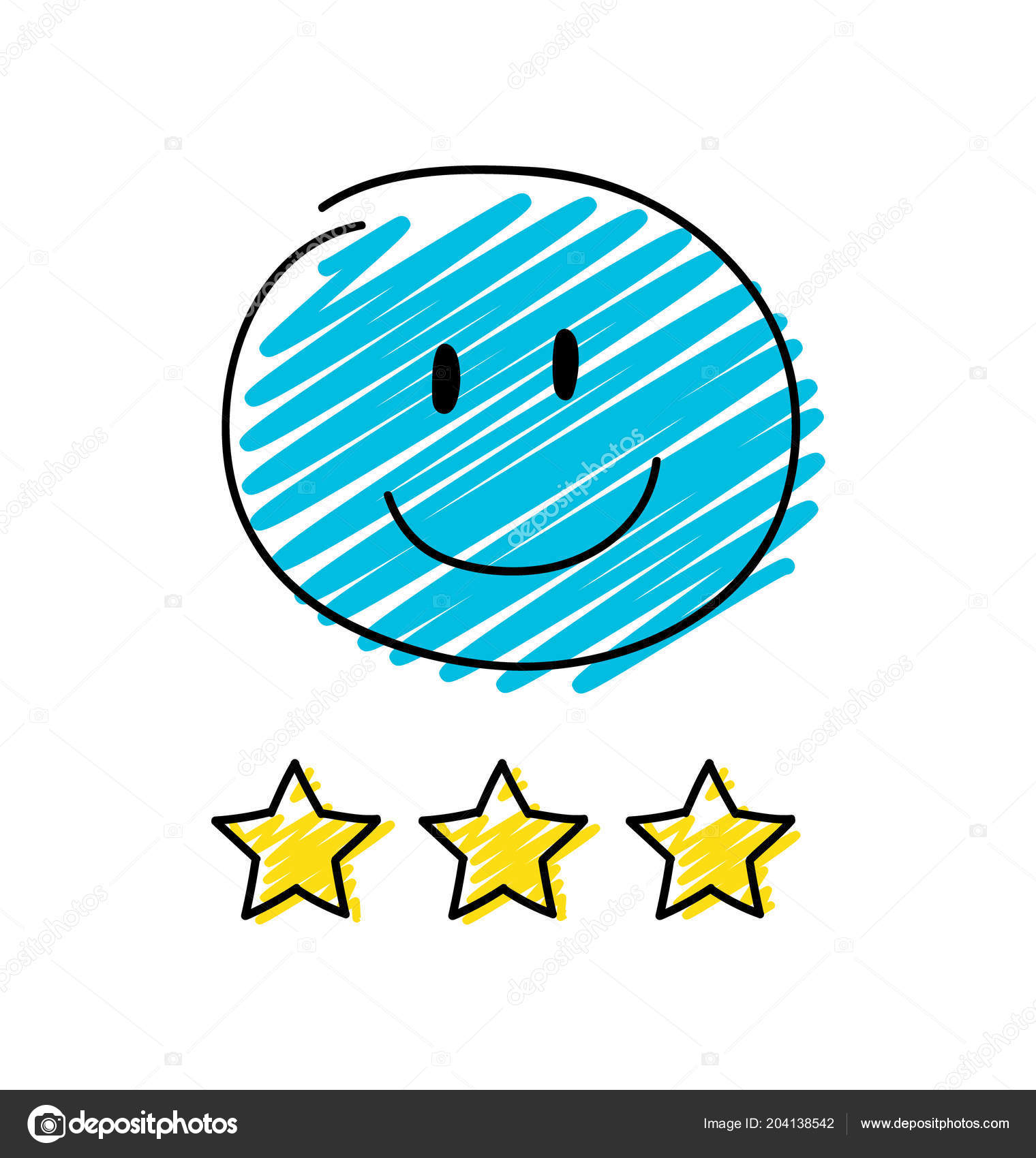 Review Three Star Rating Happy Blue Coloured Stickman Vector Stock ...