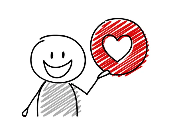 Stickman Smiley Facial Expression Holiding Heart Social Media Icon Vector Stock Vector Image by ...