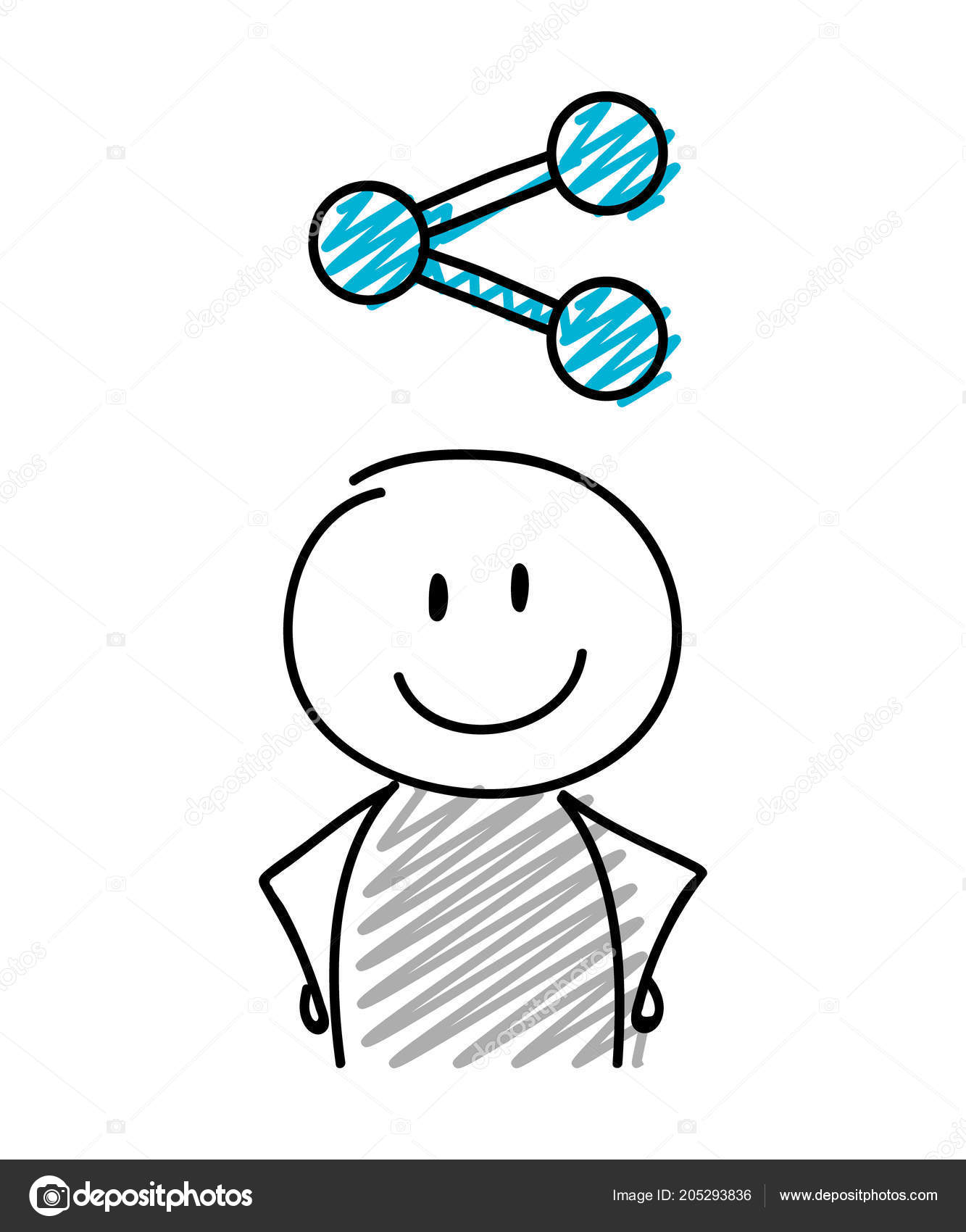 Stickman Smiley Facial Expression Holiding Share Social Media Icon ...