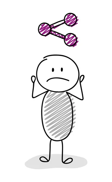 Cartoon Stickman Holding Share Social Media Icon Vector Stock Vector ...