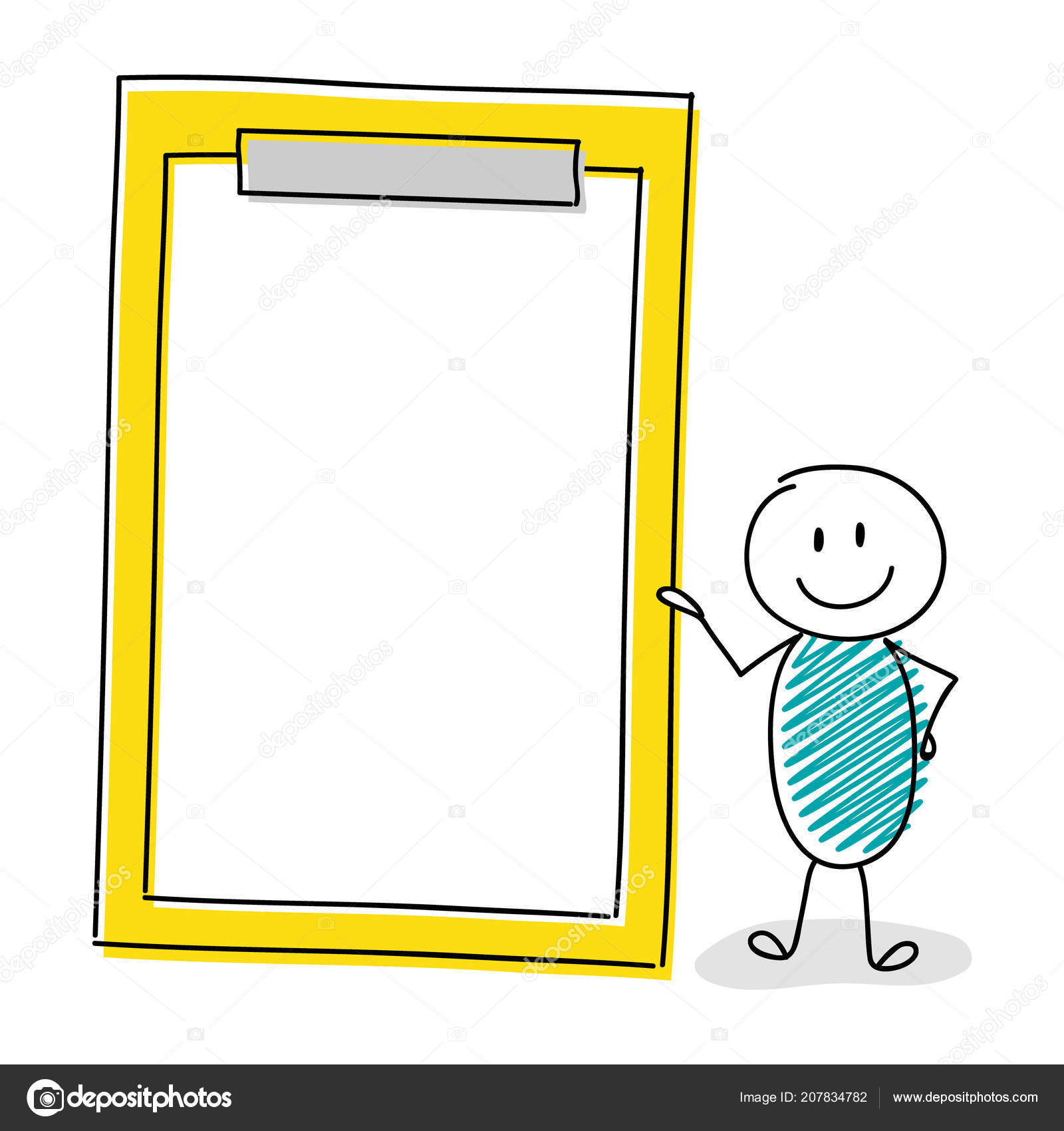 Smiley Stickman Hand Drawn Clipboard Vector Stock Vector by ©karolina ...