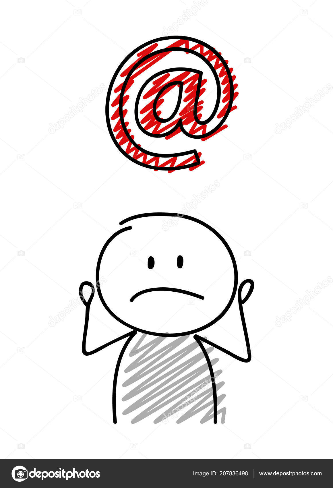 Stickman Confused Facial Expression Holiding Email Adress Icon Vector Stock Vector Image by ...