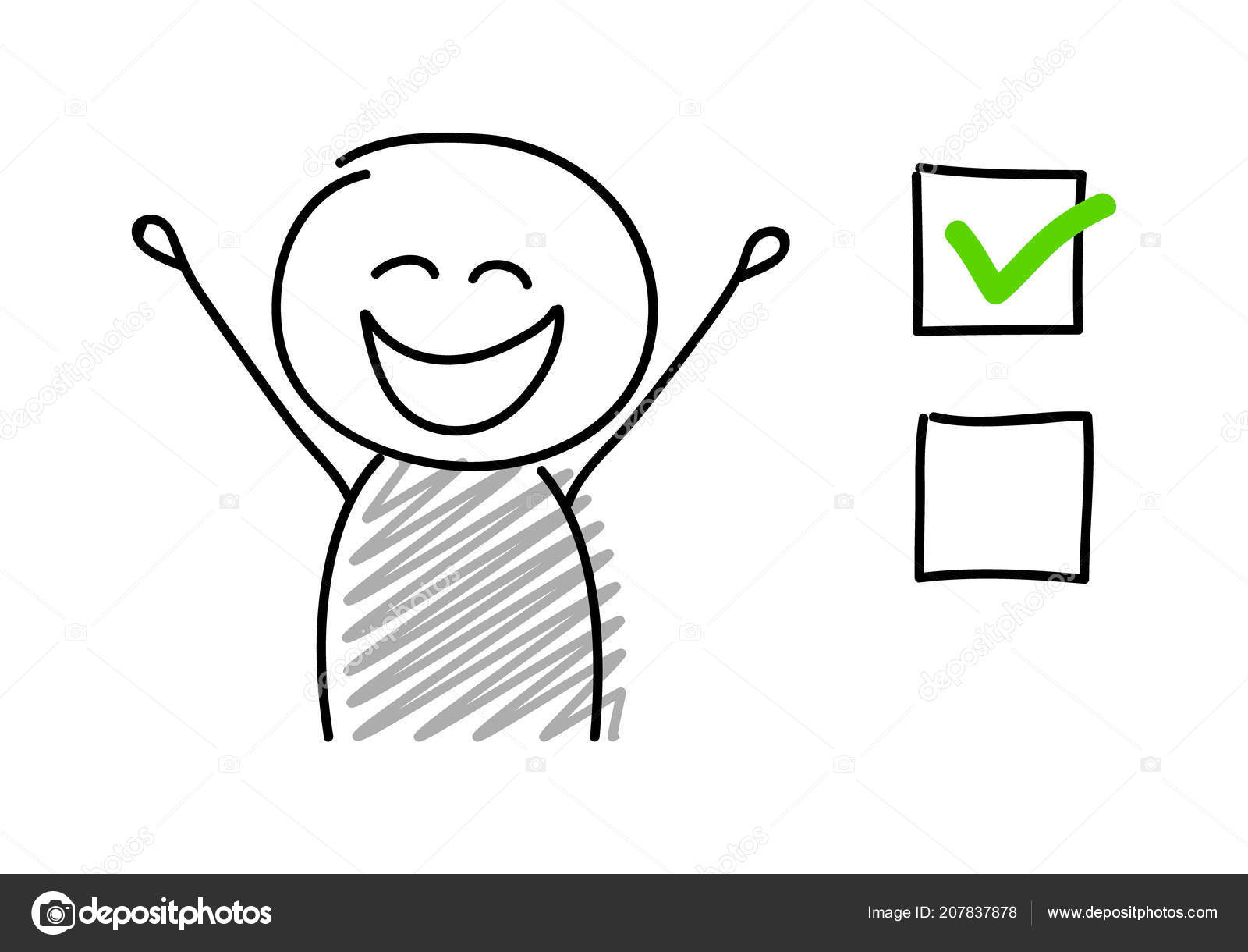 Case Cocher Icône Avec Stickman Dessin Animé Drôle Vecteur image ...