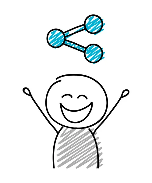 Stickman Smiley Facial Expression Holiding Share Social Media Icon Vector Stock Vector Image by ...