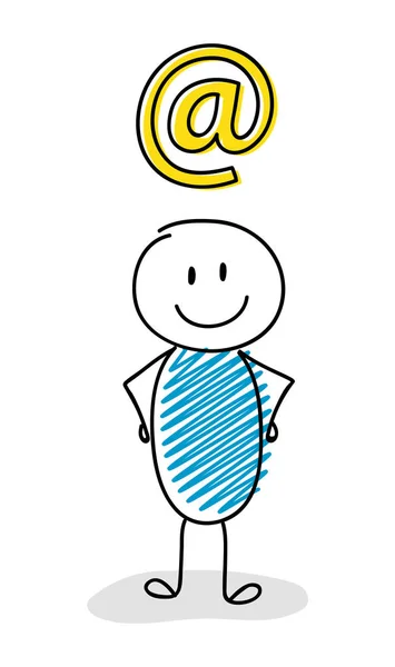 Stickman Confused Facial Expression Holiding Email Adress Icon Vector ...