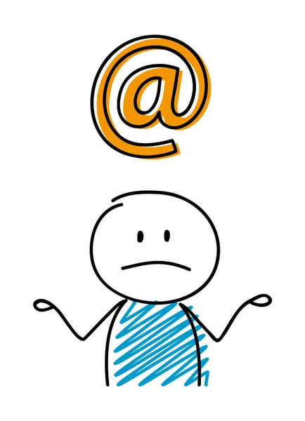 Stickman Confused Facial Expression Holiding Email Adress Icon Vector ...