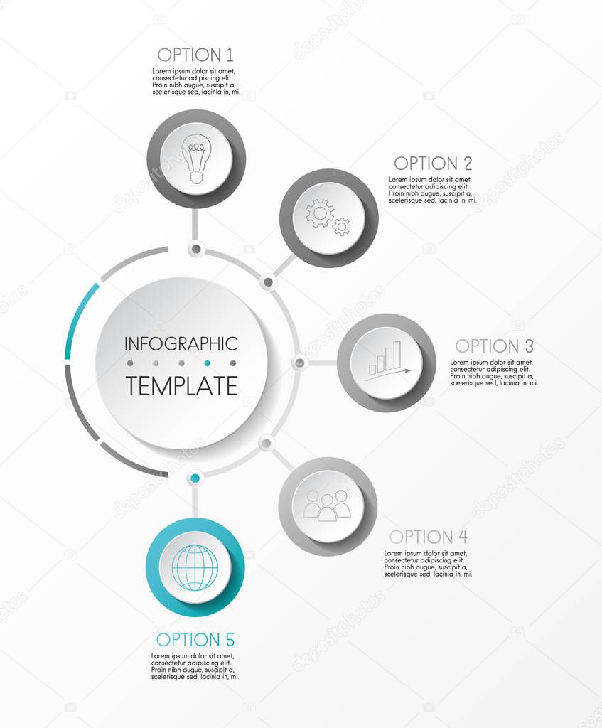 Infograf a redonda con iconos de negocios. Vector. 2024