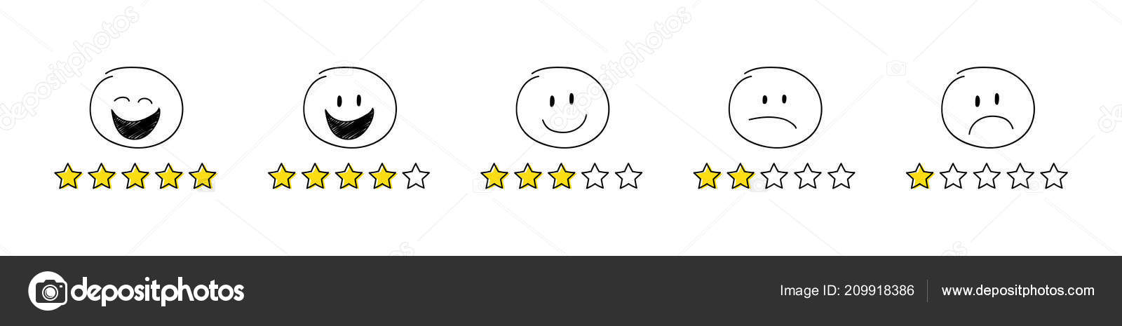 Collection Star Rating Icons Funny Stickamn Different Facial Expressions Vector Stock Vector by ...