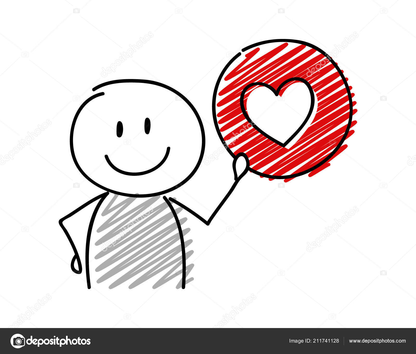 Stickman Smiley Facial Expression Holiding Heart Social Media Icon Vector Stock Vector Image by ...