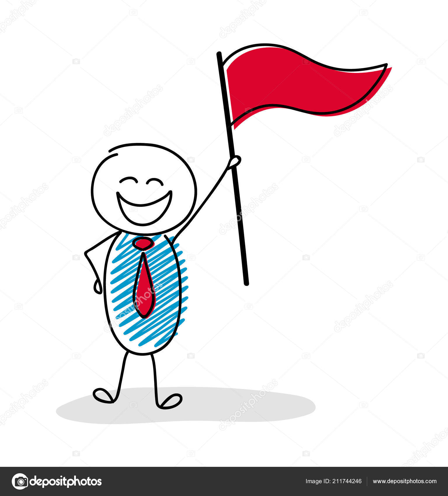 Cartoon Character Holding Flag Concept Leader Vector Stock Vector Image ...