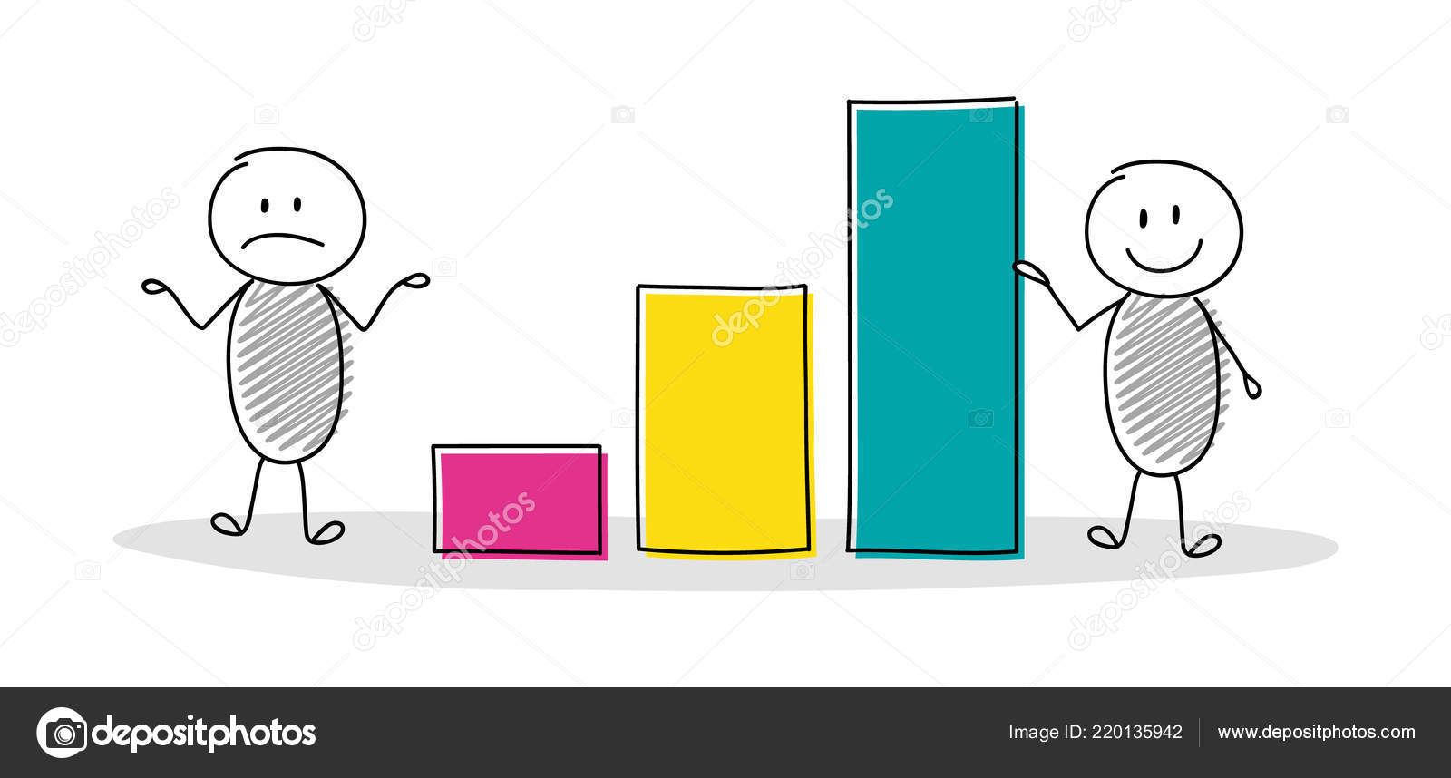 Cartoon Stickmen Column Graph Vector Stock Vector by ©karolina.madej ...