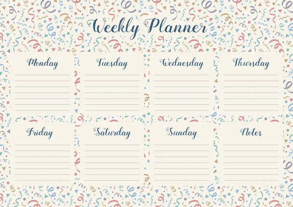 Colorful Weekly Planner Template Floral Background Vector Stock Vector ...