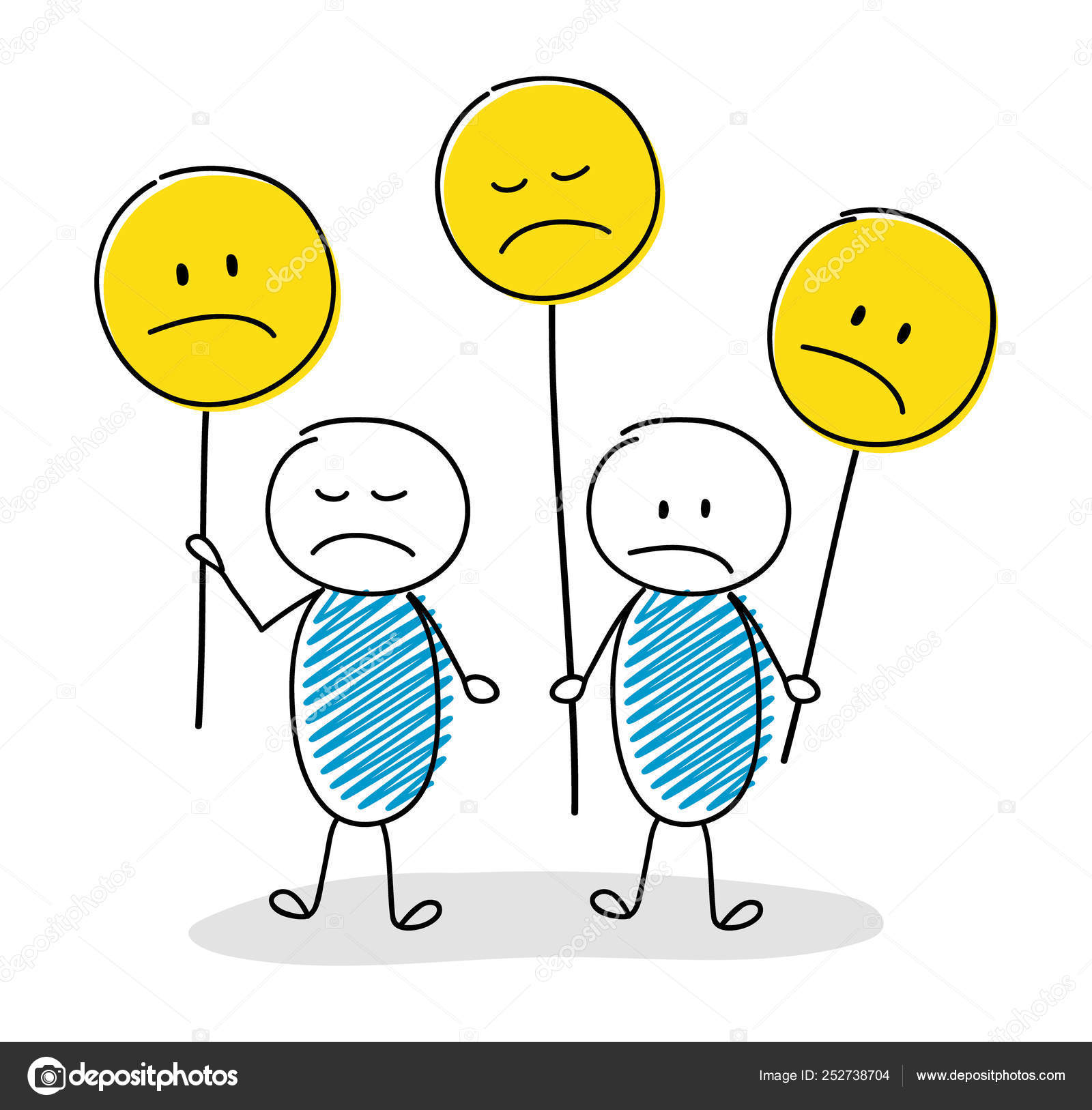 Group Funny Cartoon Stickman Holding Emoticons Vector Stock Vector by ©karolina.madej 252738704