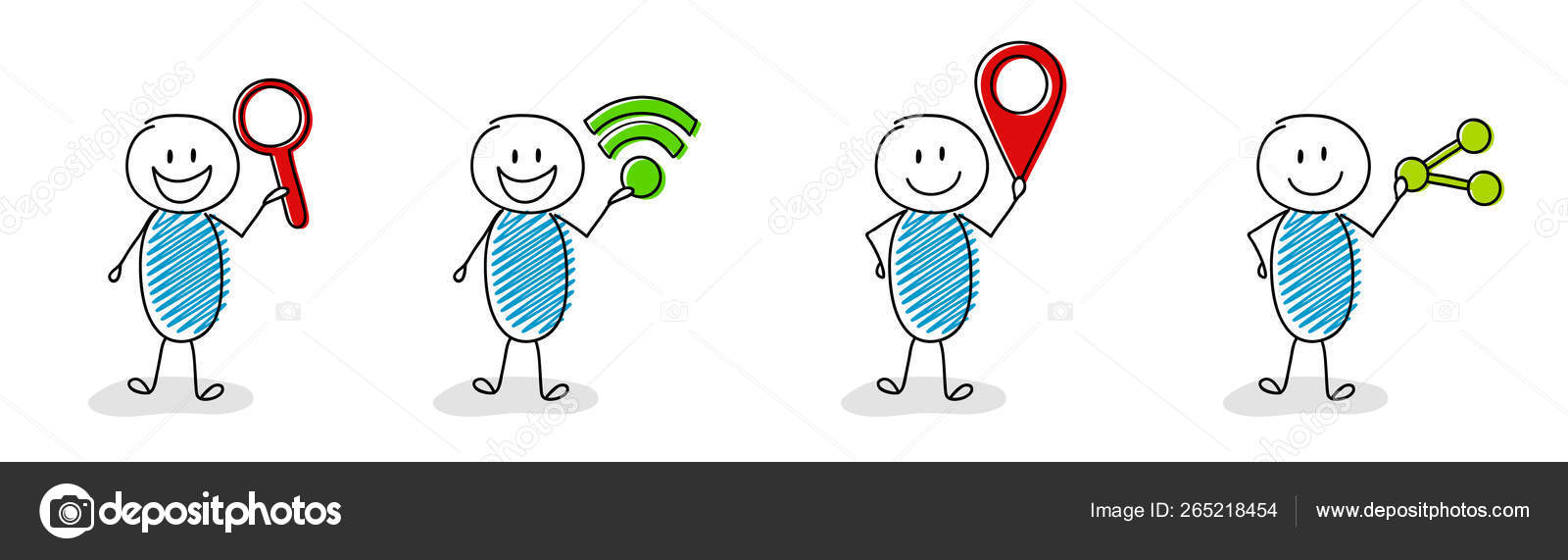 Hand Drawn Stickman Business Icons Collection Vector Stock Vector by ...