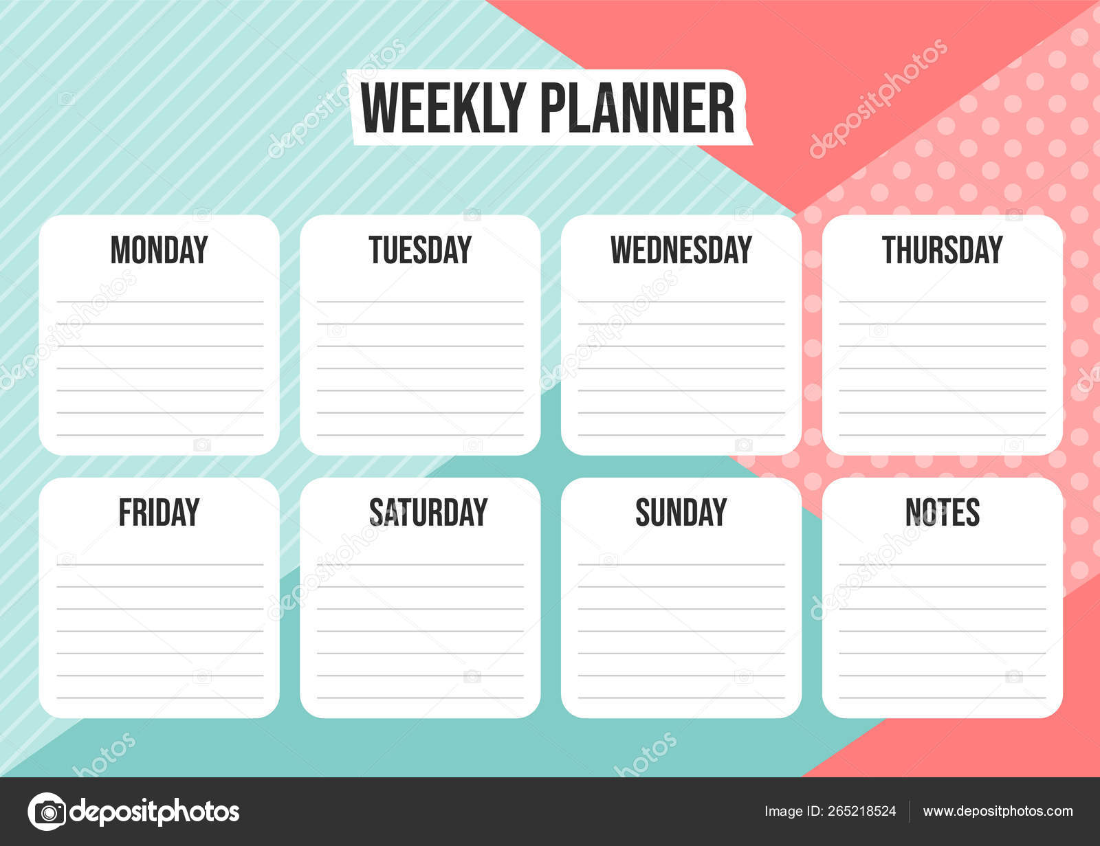 Weekly Planner Template Daily Plans Notes Abstract Geometrical ...