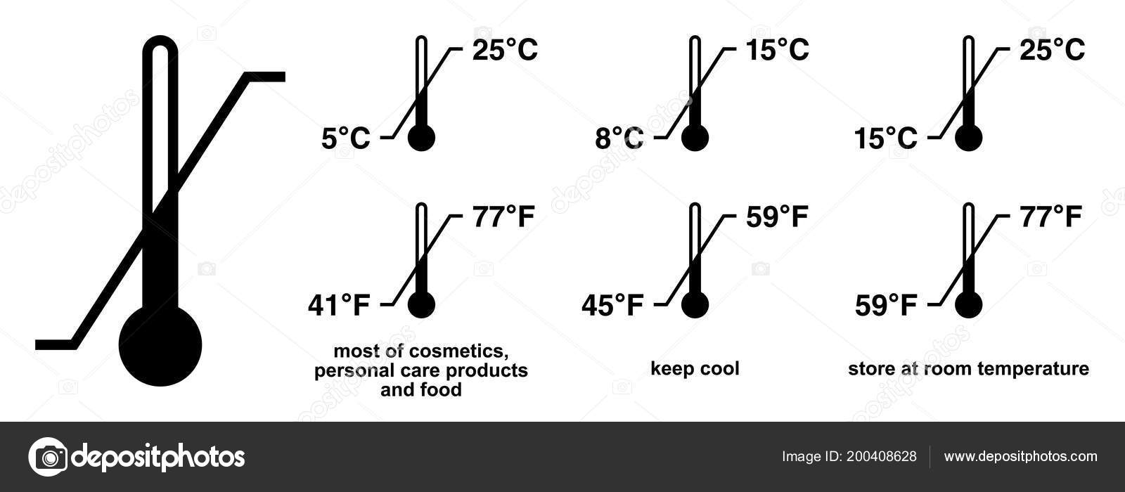 Storage Temperature Range Symbol Black Thermometer Icon Diagonal Line ...