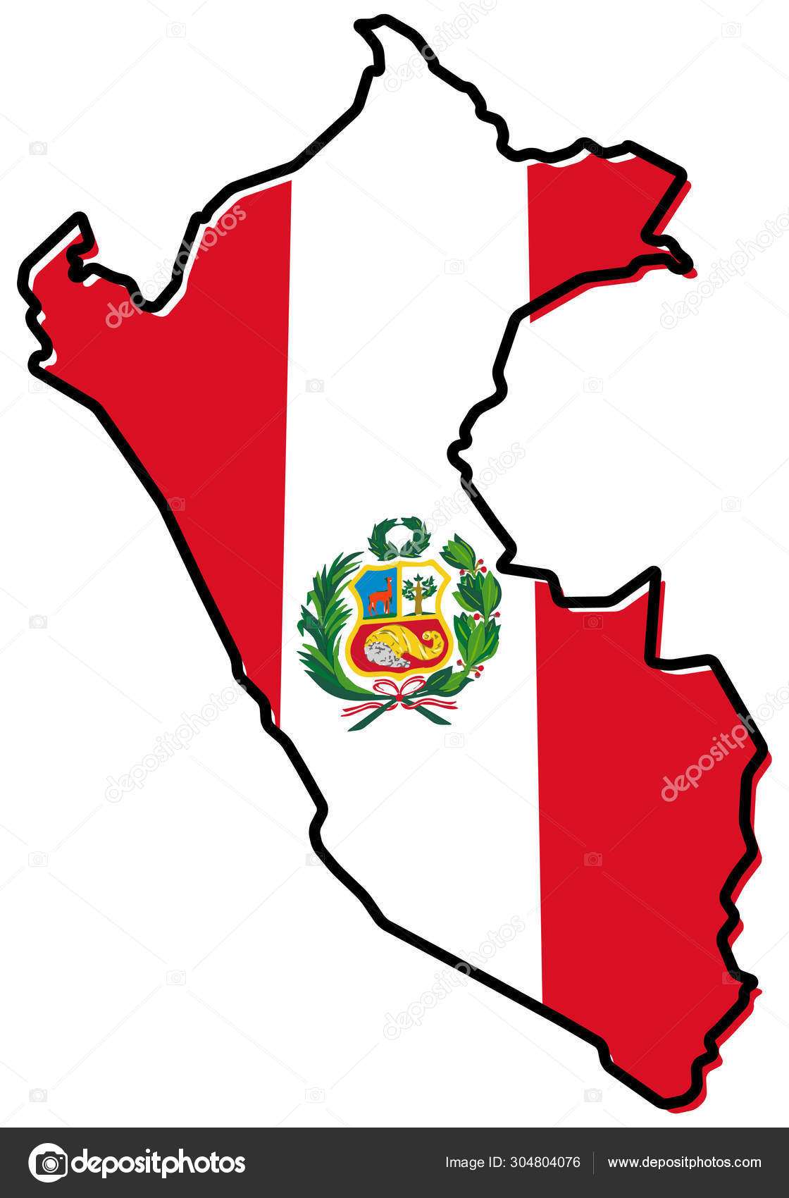 Mapa simplificado del contorno del Perú, con bandera ligeramente ...