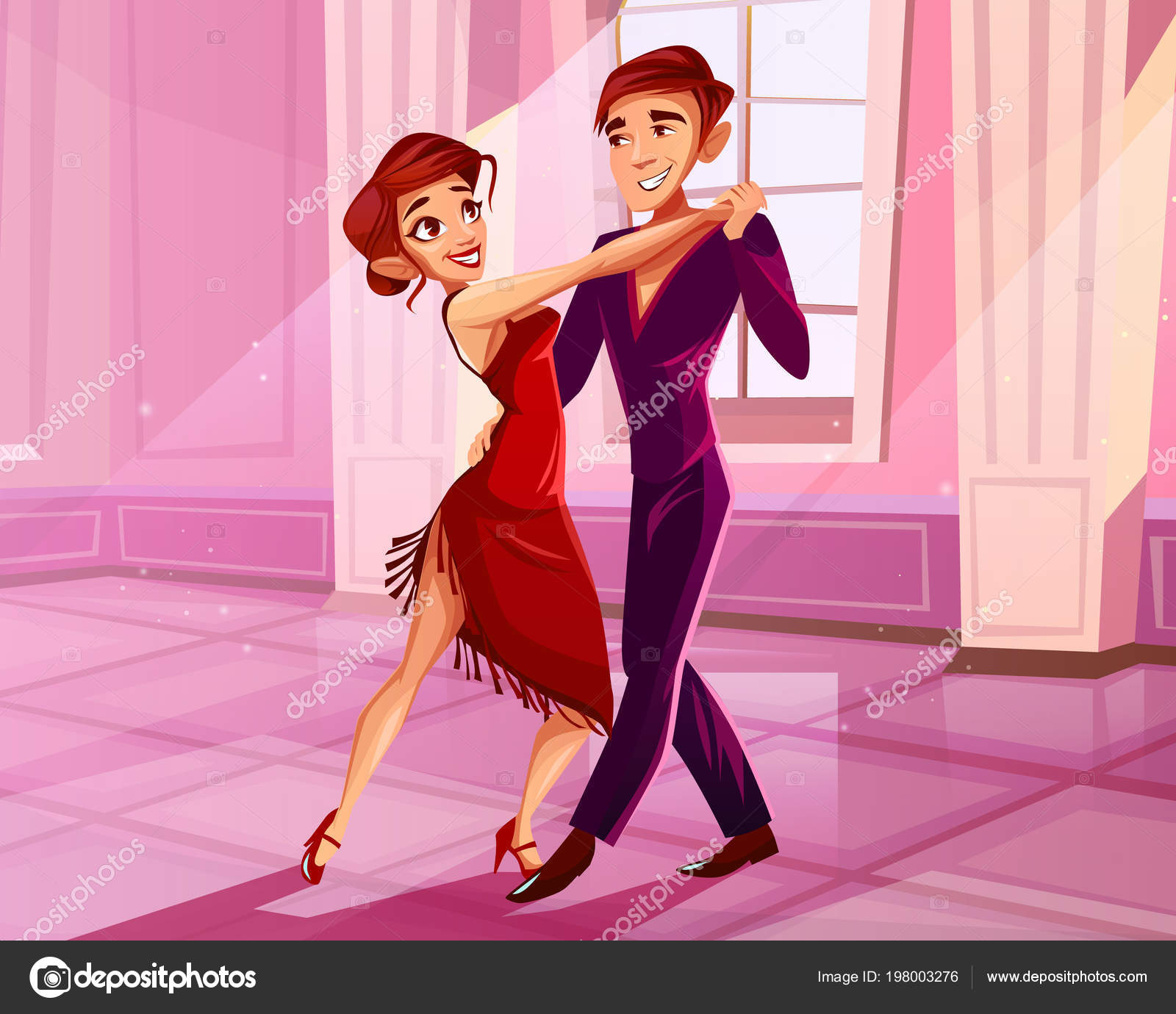 Tango dancers in ballroom vector illustration — Stock Vector ...