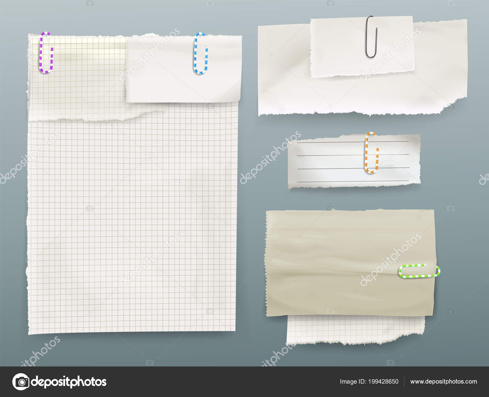 Paper message notes on clips vector illustration Stock Vector Image by ...