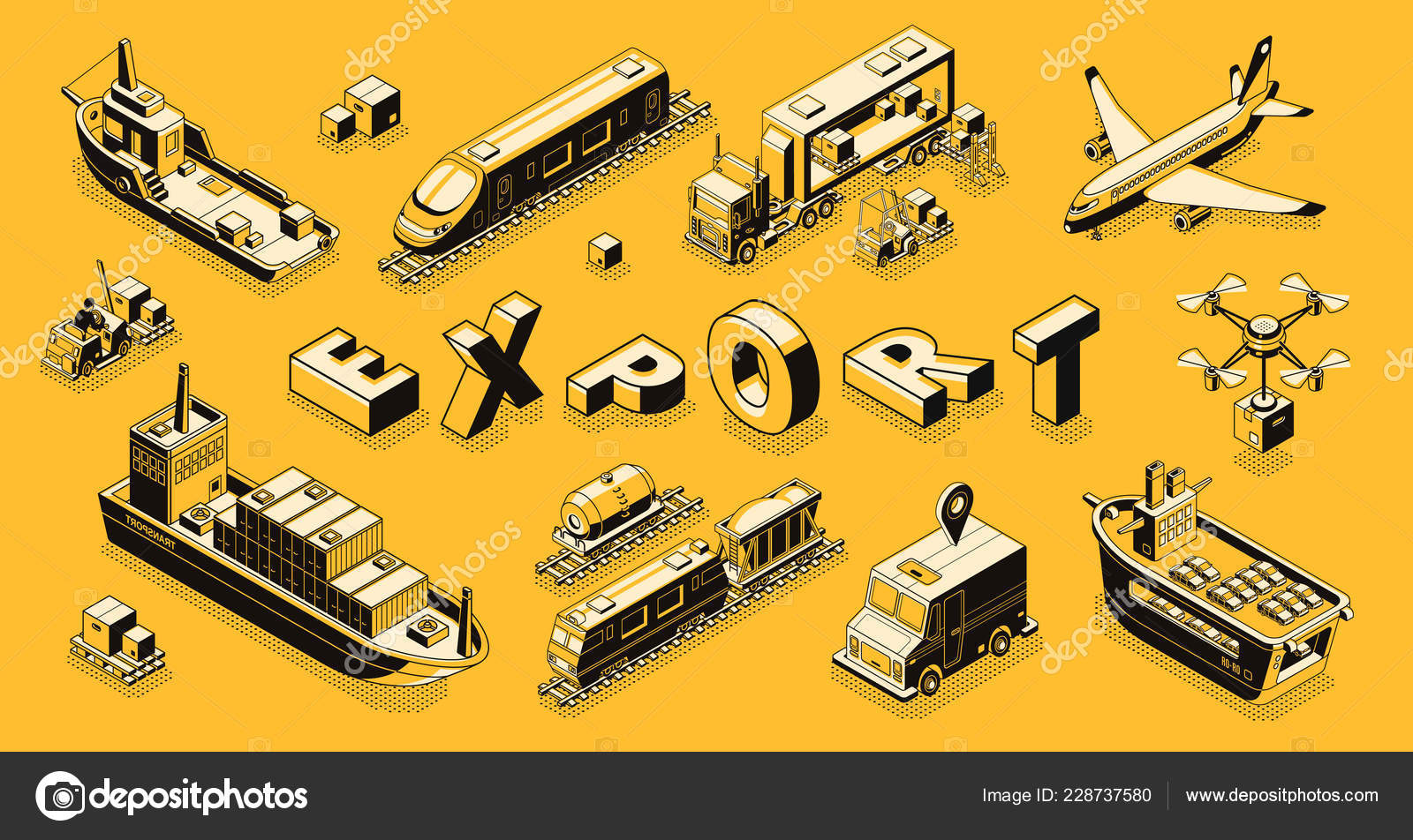 Commercial cargo export isometric vector concept Stock Vector Image by ...