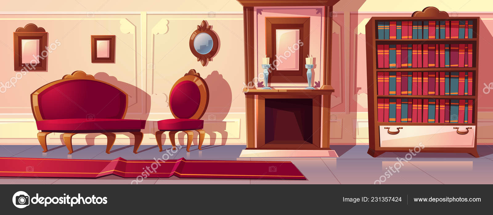 Vector luxury hall, rich ballroom with moldings Stock Vector by ...