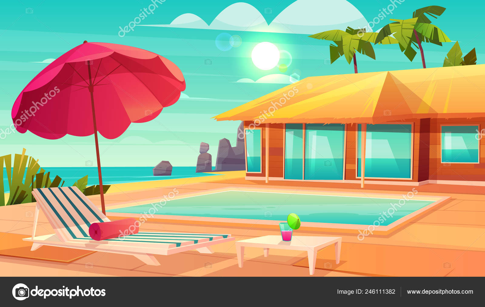 Summer leisure on tropical resort cartoon vector Stock Vector by ...