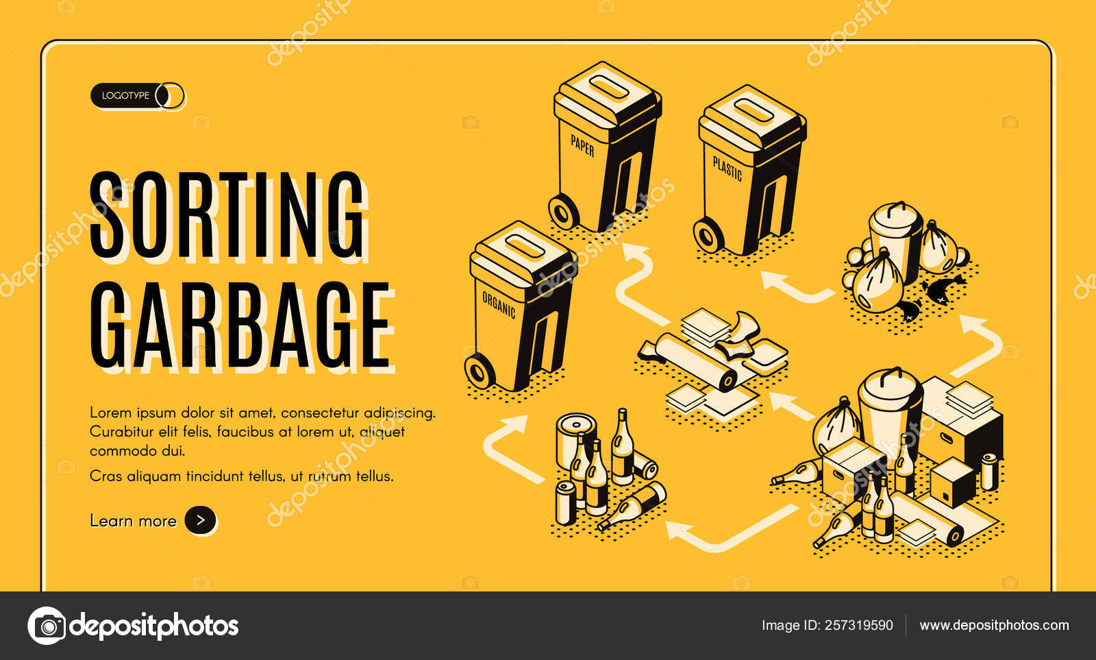 Garbage sorting service isometric vector website Stock Vector Image by ...