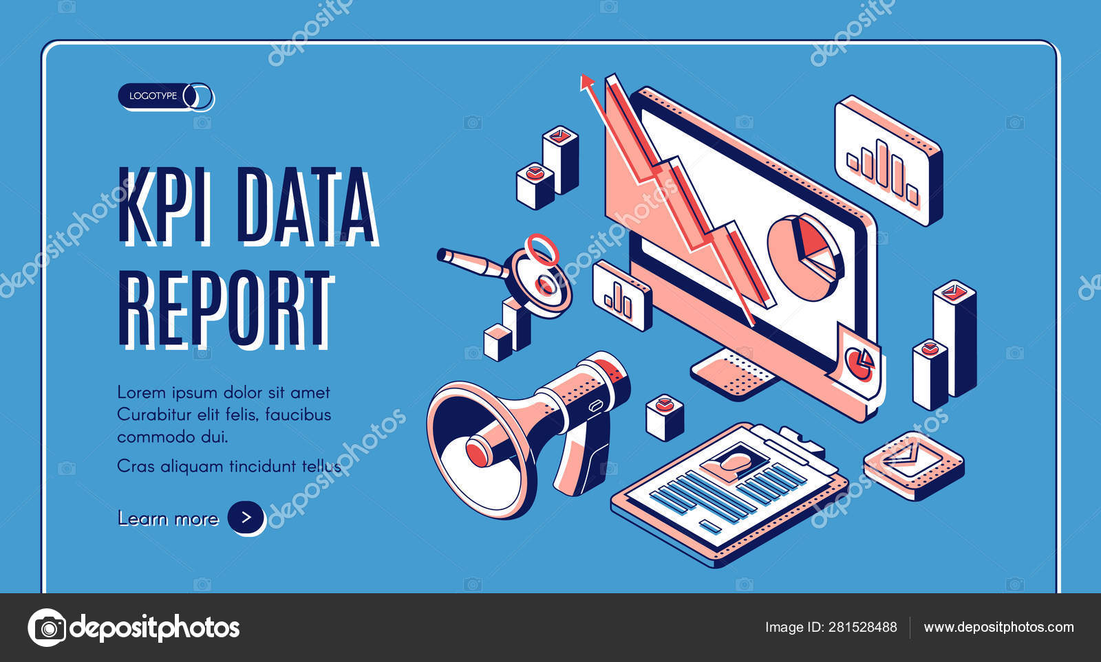 KPI data report isometric landing page, banner Stock Vector Image by ...