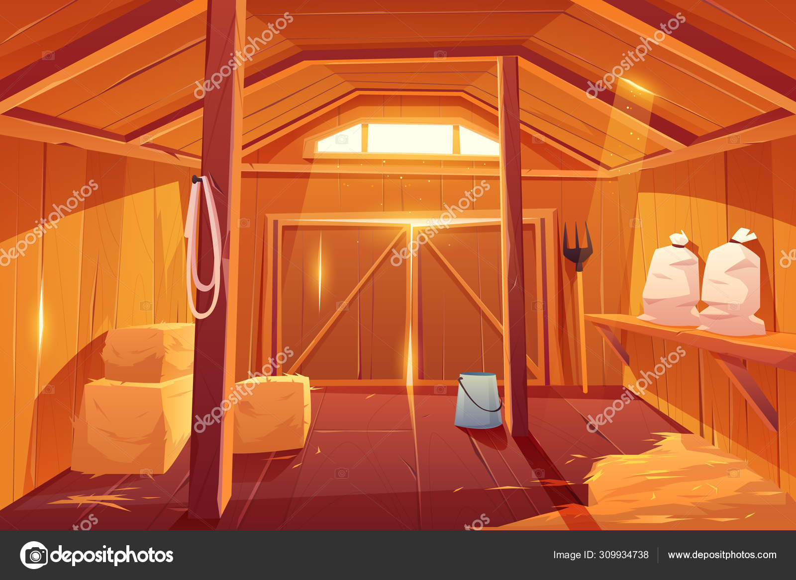 Inside Of Barn Cartoon