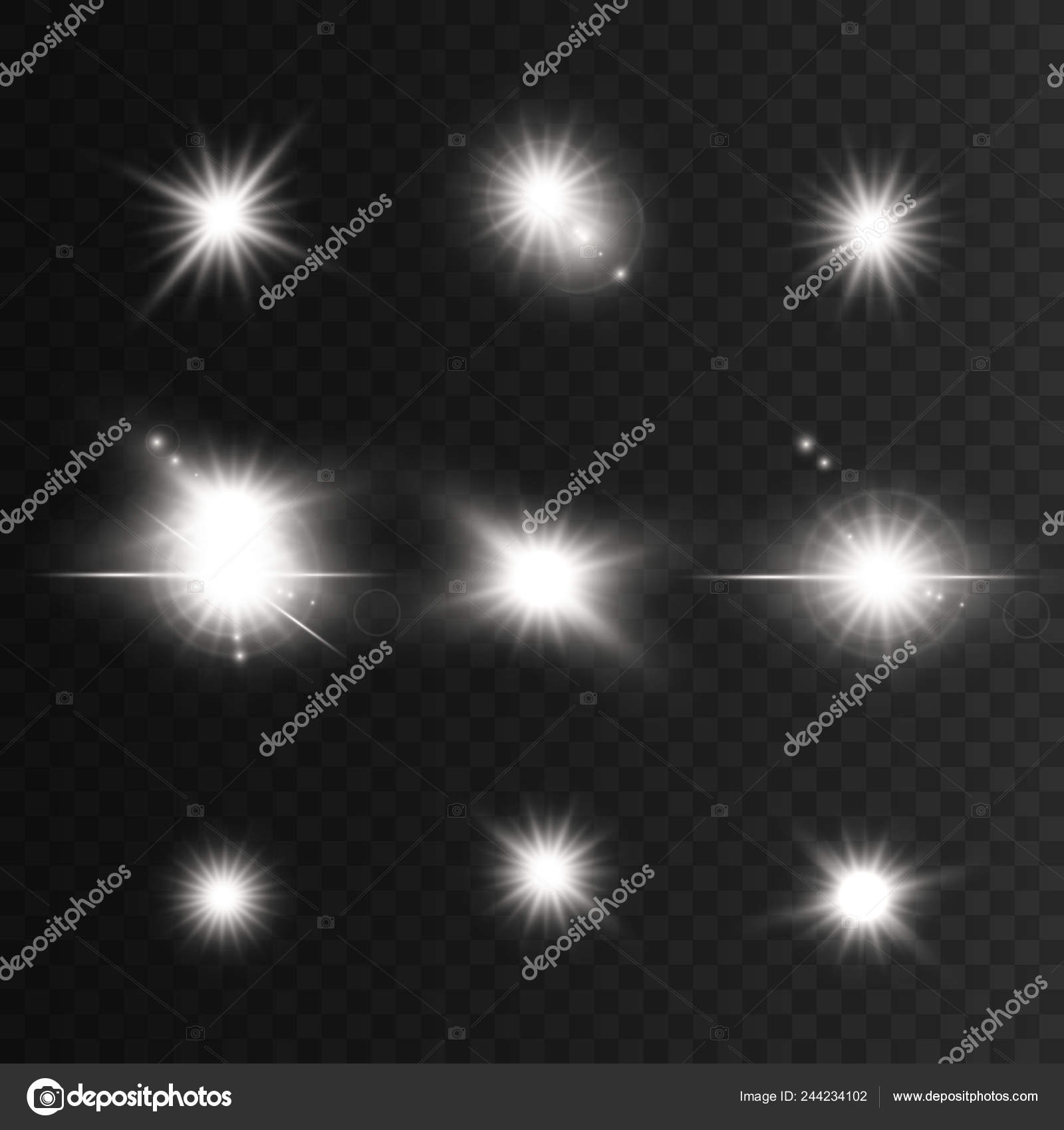 Shining Stars Transparent Background Shiny Bright Vector Illustration ...
