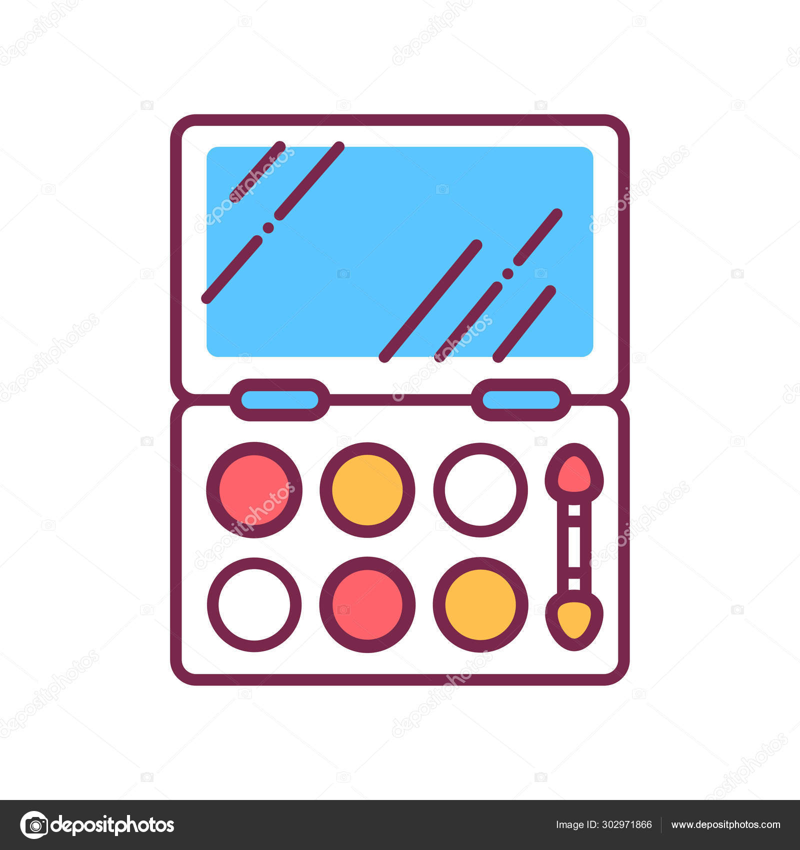 Eyeshadow palette color line icon. Decorative cosmetics sign. Beauty ...