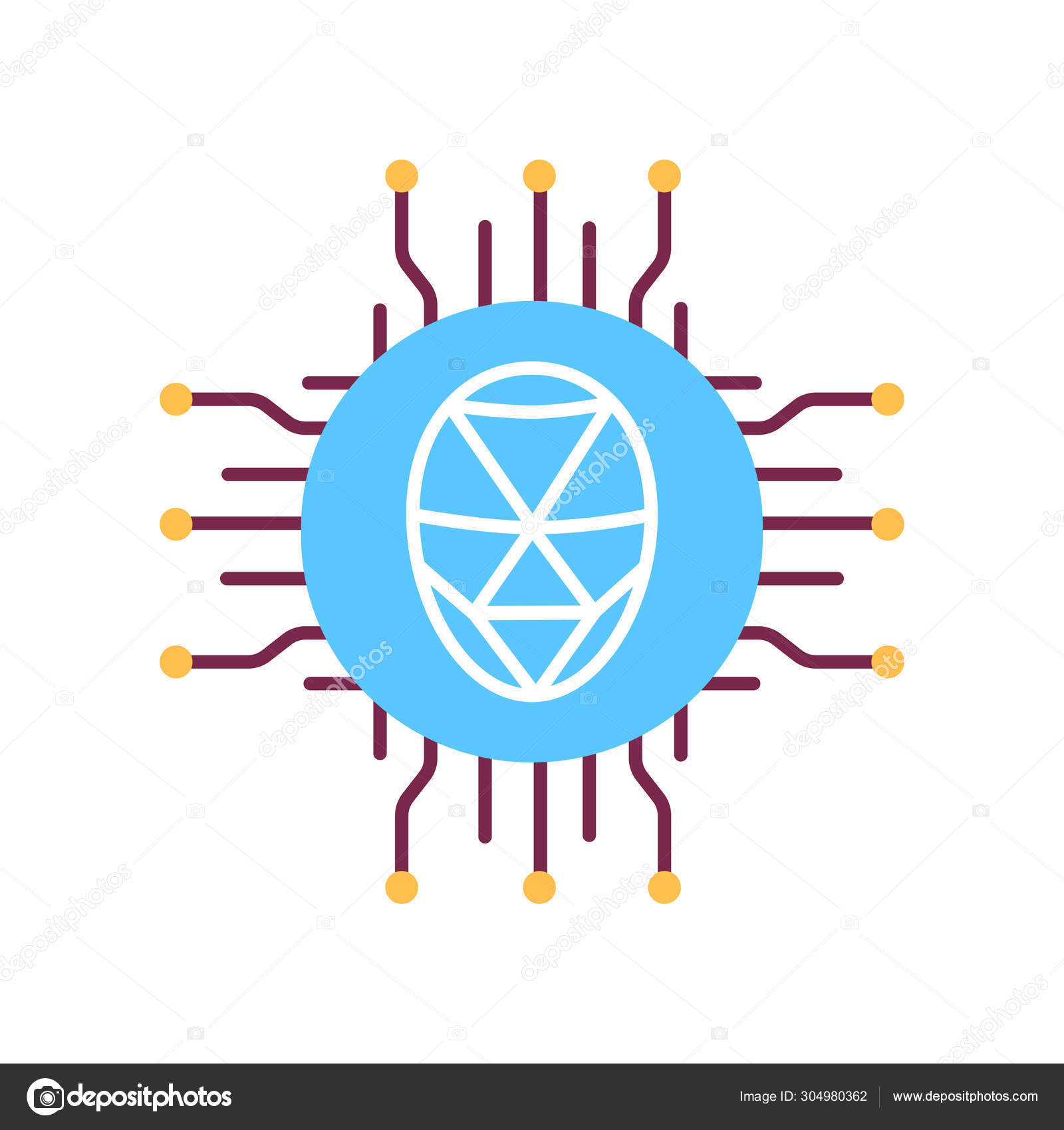 Identification polygonal grid face color line icon. ID and verifying ... Identification polygonal grid face color line icon. ID and verifying ...