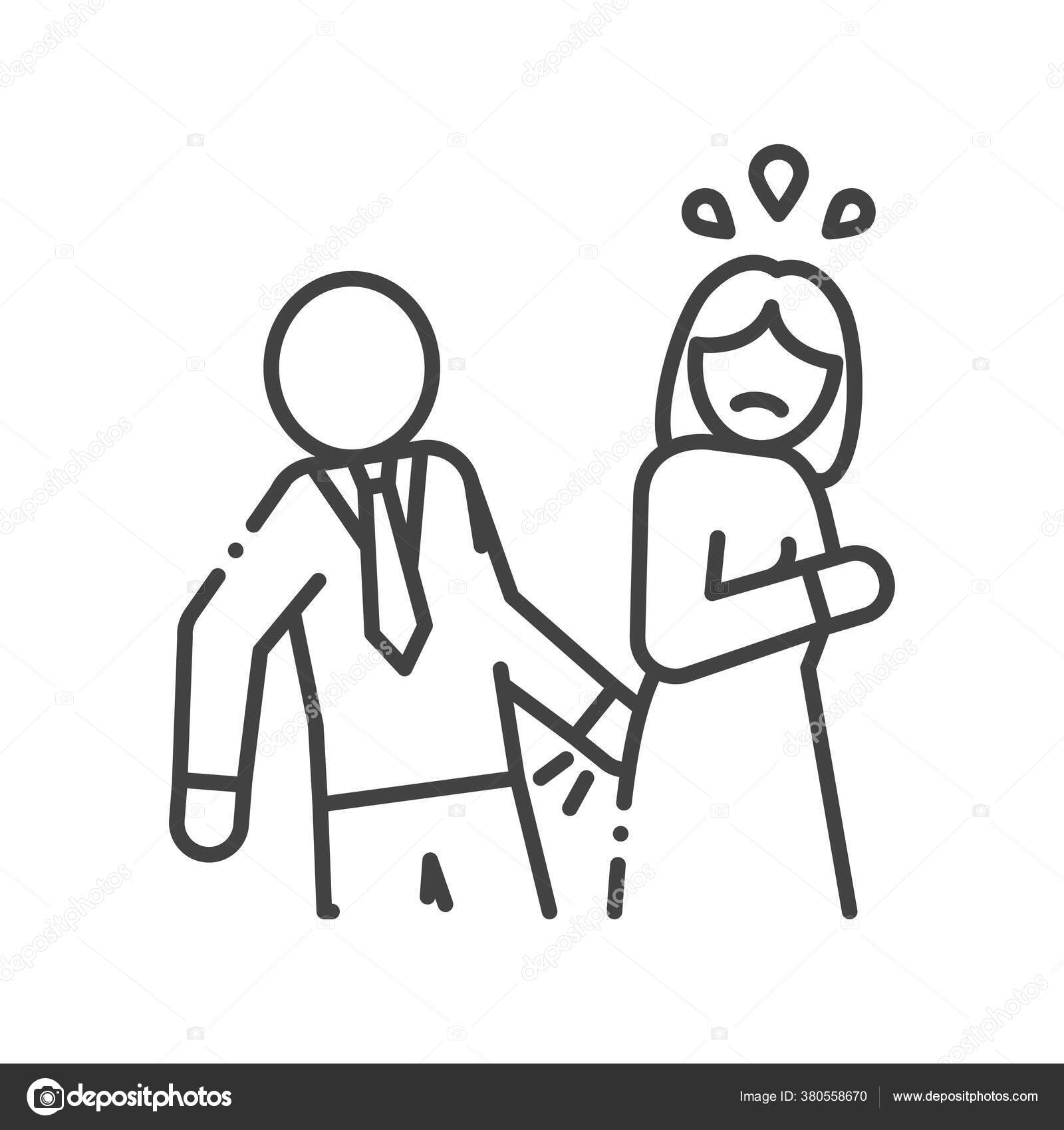 Icono Línea Negra Acoso Sexual Acoso Violencia Mujeres Firme Para ...