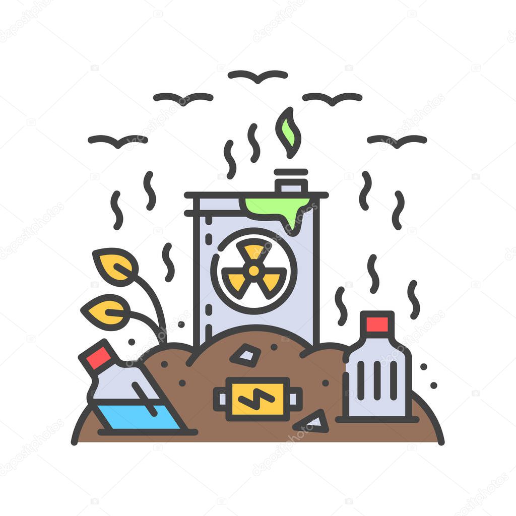 Icono Línea Color Degradación Del Suelo Desastre Ecológico Firme Para ...